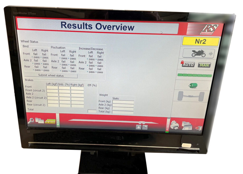 Motorcycle MOT Roller Brake Tester